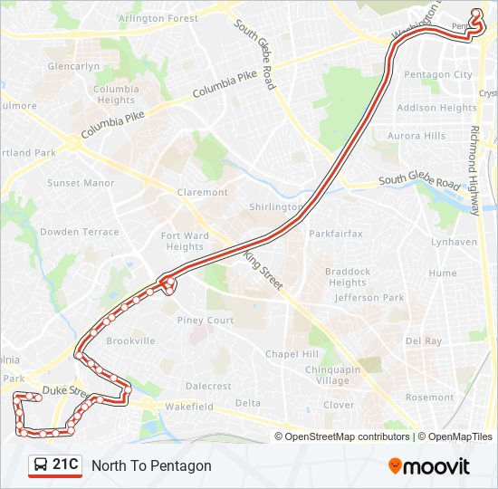 21c Route: Schedules, Stops & Maps - North To Pentagon (Updated)