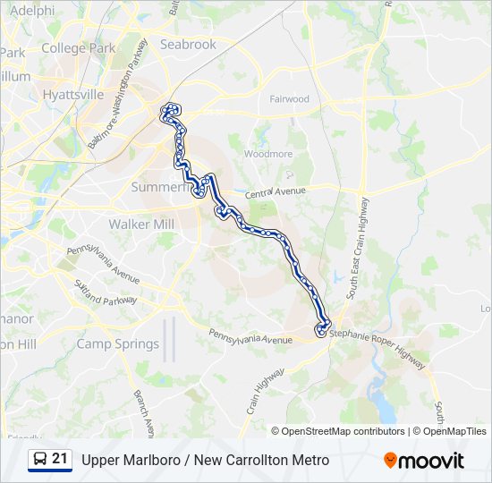 21 Route: Schedules, Stops & Maps - New Carrollton Metrorail Station at ...
