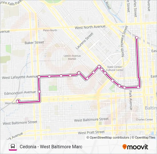 CITYLINK PINK Route: Schedules, Stops & Maps - Univ Of Baltimore (Updated)