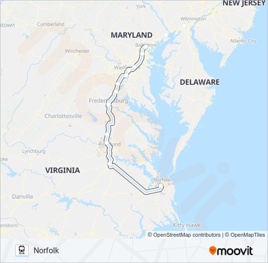 northeast regional Route: Schedules, Stops & Maps - Norfolk (Updated)