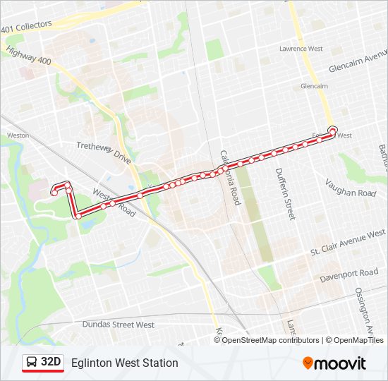 32d Route: Schedules, Stops & Maps - Eglinton West Station (Updated)