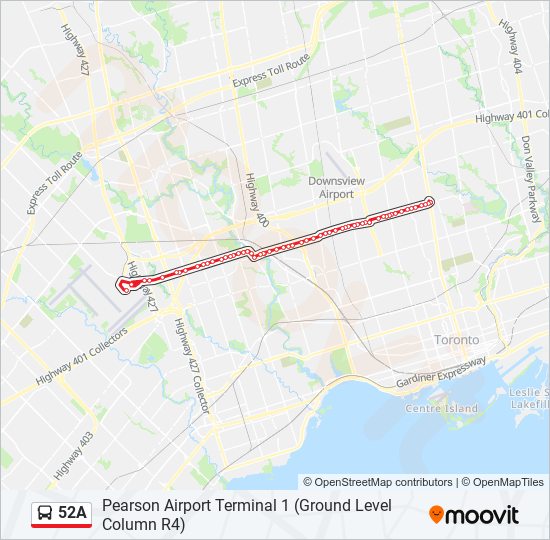 52a Route: Schedules, Stops & Maps - Pearson Airport Terminal 1 (Ground ...