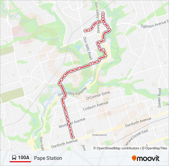 100a Route: Schedules, Stops & Maps - Pape Station (Updated)