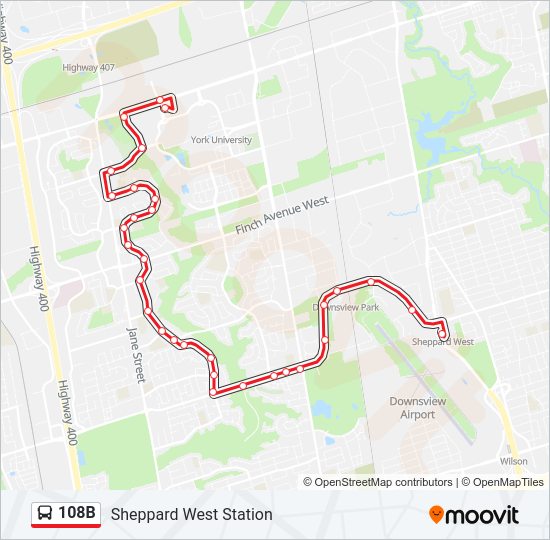 108b Route: Schedules, Stops & Maps - Sheppard West Station (Updated)