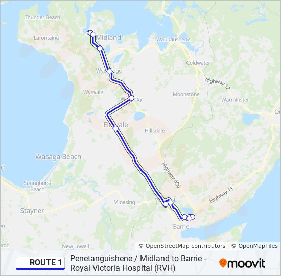 1 Route: Schedules, Stops & Maps - Northbound from Barrie (RVH) to ...