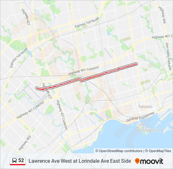 52 Route: Schedules, Stops & Maps - Lawrence Ave West at Lorindale Ave ...