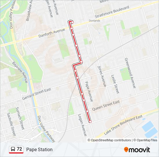 72 Route: Schedules, Stops & Maps - Pape Station (Updated)