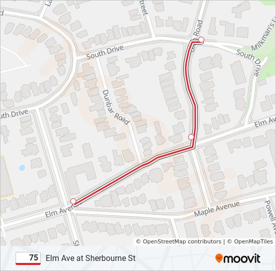 75 Route: Schedules, Stops & Maps - Elm Ave at Sherbourne St (Updated)