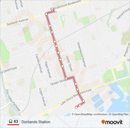 83 Route: Schedules, Stops & Maps - Donlands Station (Updated)