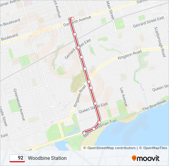 92 Route: Schedules, Stops & Maps - Woodbine Station (Updated)