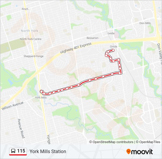 115 Route: Schedules, Stops & Maps - York Mills Station (Updated)