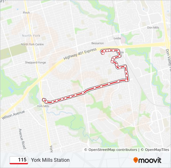 115 Route: Schedules, Stops & Maps - York Mills Station (Updated)