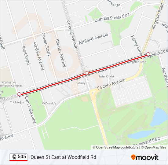 505 Route: Schedules, Stops & Maps - Queen St East at Woodfield Rd ...