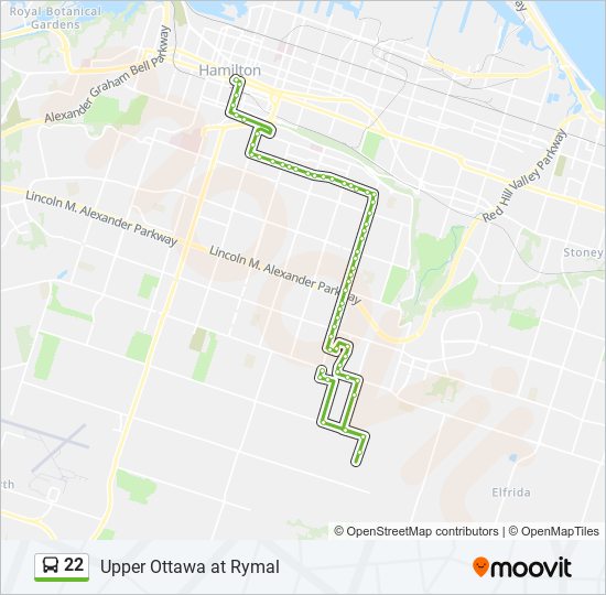 22 Route: Schedules, Stops & Maps - Upper Ottawa at Rymal (Updated)