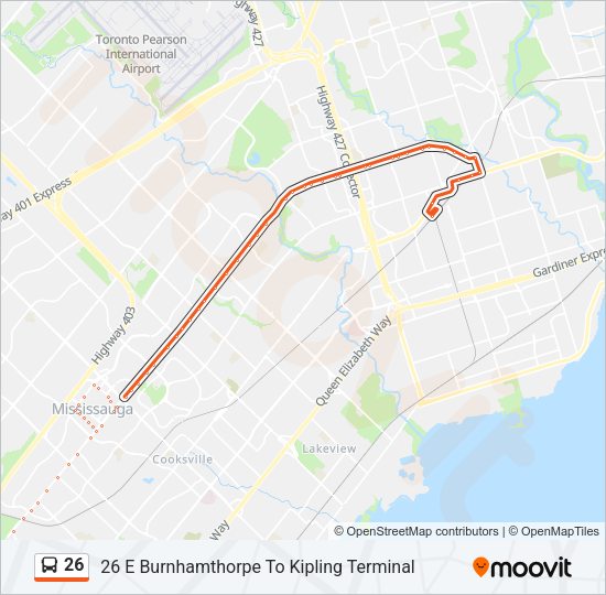 26 Route: Schedules, Stops & Maps - 26 E Burnhamthorpe To Kipling ...