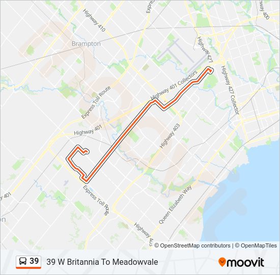 39 Route: Schedules, Stops & Maps - 39 W Britannia To Meadowvale (Updated)