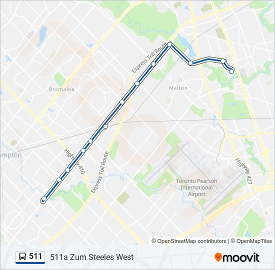 511 Route: Schedules, Stops & Maps - 511a Zum Steeles West (Updated)