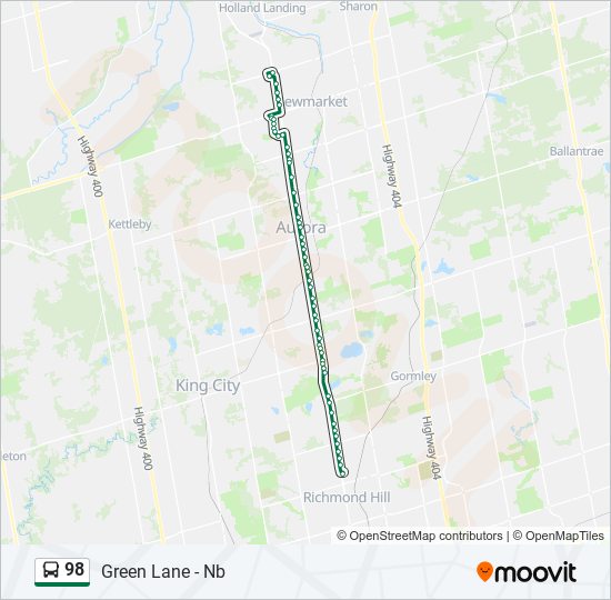 98 Route: Schedules, Stops & Maps - Green Lane - Nb (Updated)