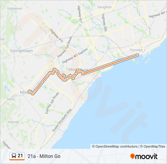21 Route: Schedules, Stops & Maps - 21a - Milton Go (Updated)