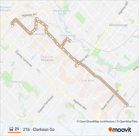 21 Route: Schedules, Stops & Maps - 21b - Clarkson Go (Updated)
