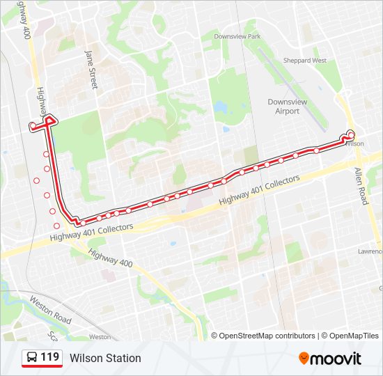 119 Route: Schedules, Stops & Maps - Wilson Station (Updated)