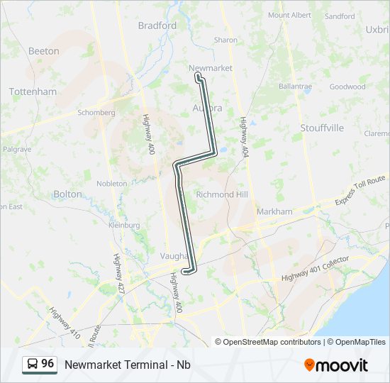 96 Route: Schedules, Stops & Maps - Newmarket Terminal - Nb (Updated)