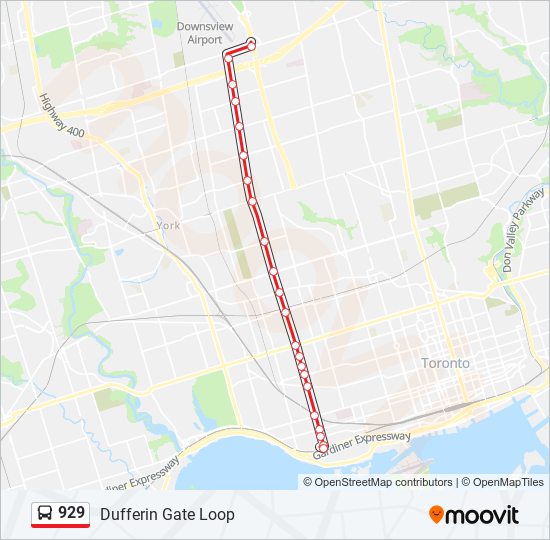 929 Route: Schedules, Stops & Maps - Dufferin Gate Loop (Updated)