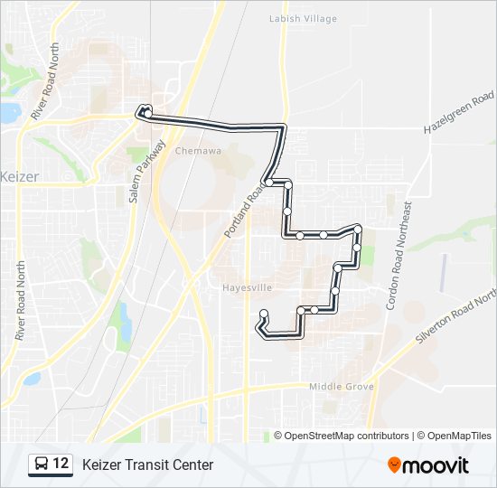 Ruta 12: horarios, paradas y mapas - Keizer Transit Center (Actualizado)
