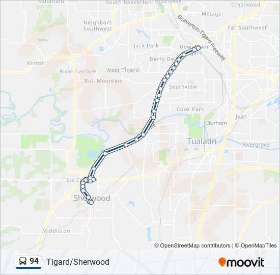 Ruta 94: horarios, paradas y mapas - SW 1st & Pine (West) (Actualizado)