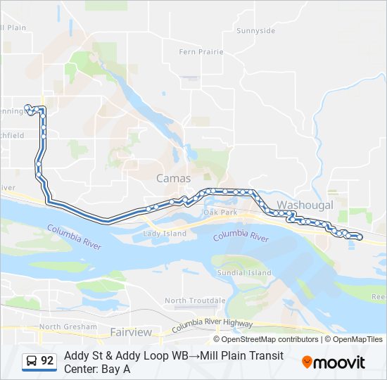 92 Route: Schedules, Stops & Maps - Addy St & Addy Loop WB‎→Mill Plain ...