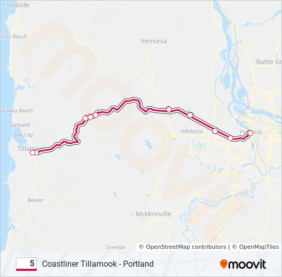 5 Route: Schedules, Stops & Maps - Tillamook (Westbound) (Updated)