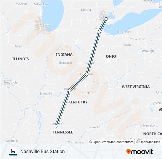 Ruta greyhound us0135: horarios, paradas y mapas - Nashville Bus ...
