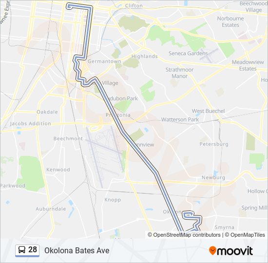 28 Route: Schedules, Stops & Maps - Okolona Bates Ave (Updated)