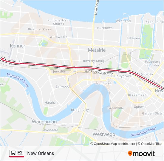 Ruta E2: horarios, paradas y mapas - New Orleans (Actualizado)