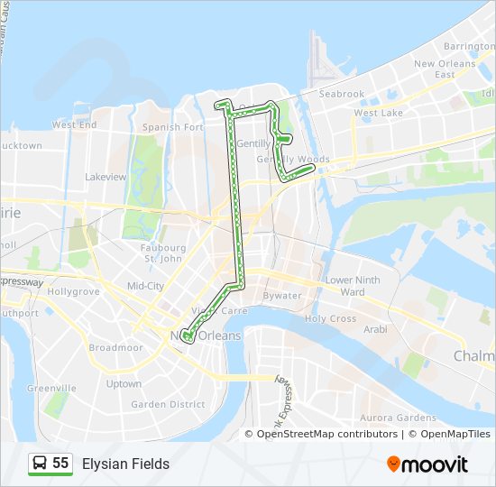 55 Route: Schedules, Stops & Maps - Gentilly Woods Hub Via Uno/Suno ...