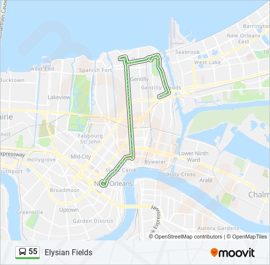 55 Route: Schedules, Stops & Maps - Gentilly Woods Hub Via Uno/Suno ...