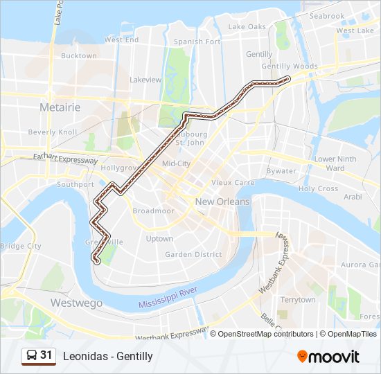 31 Route: Schedules, Stops & Maps - To Audubon Zoo (Updated)