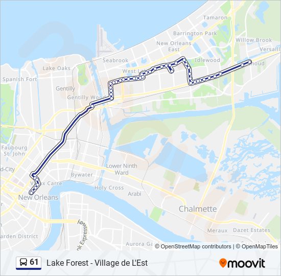 61 Route: Schedules, Stops & Maps - Main Library-Cbd Via N.O. East Hub ...
