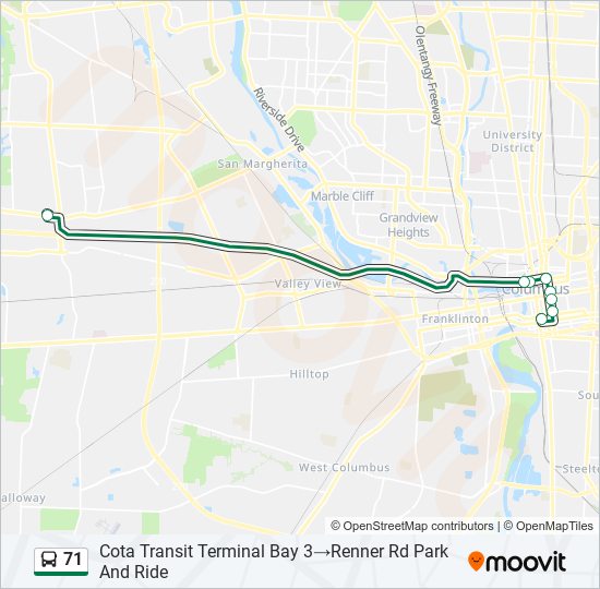 71 Route: Schedules, Stops & Maps - Cota Transit Terminal Bay 3‎→Renner ...
