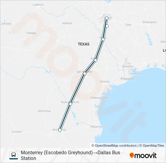 GREYHOUND US1160 Route: Schedules, Stops & Maps - Monterrey (Escobedo ...