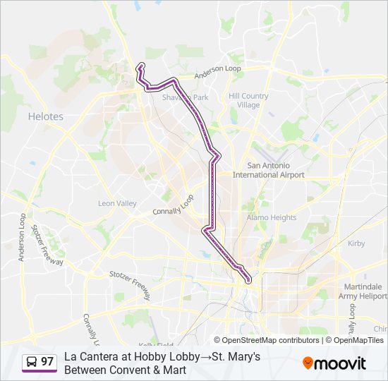 97 Route: Schedules, Stops & Maps - La Cantera at Hobby Lobby‎→St. Mary ...