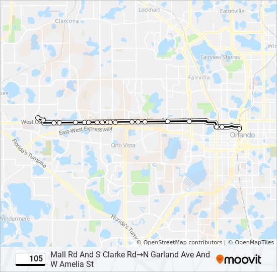 105 Route: Schedules, Stops & Maps - Mall Rd And S Clarke Rd‎→N Garland ...