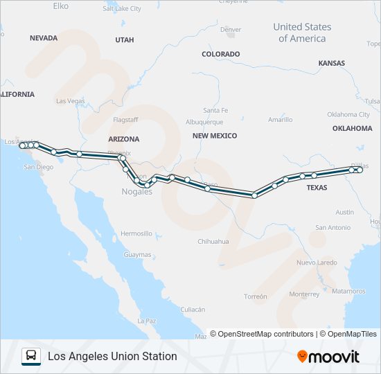 Ruta greyhound us1000: horarios, paradas y mapas - Los Angeles Union ...