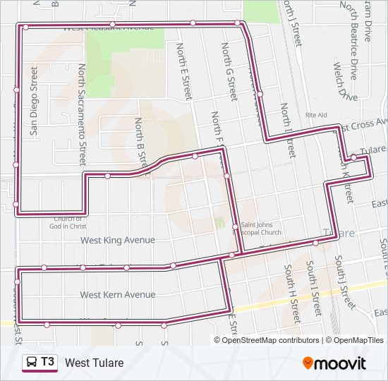 t3 Route: Schedules, Stops & Maps - West Tulare (Updated)