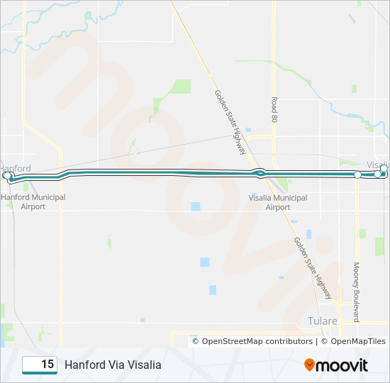 15 Route: Schedules, Stops & Maps - Hanford Via Visalia (Updated)