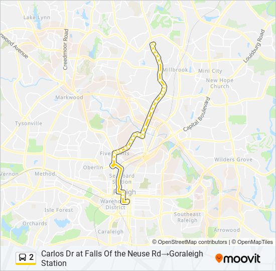 Ruta 2: horarios, paradas y mapas - Carlos Dr at Falls Of the Neuse Rd ...