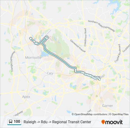 100 Route: Schedules, Stops & Maps - Raleigh -> Rdu -> Regional Transit ...