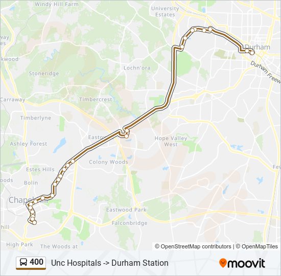 400 Route: Schedules, Stops & Maps - Unc Hospitals -> Durham Station ...