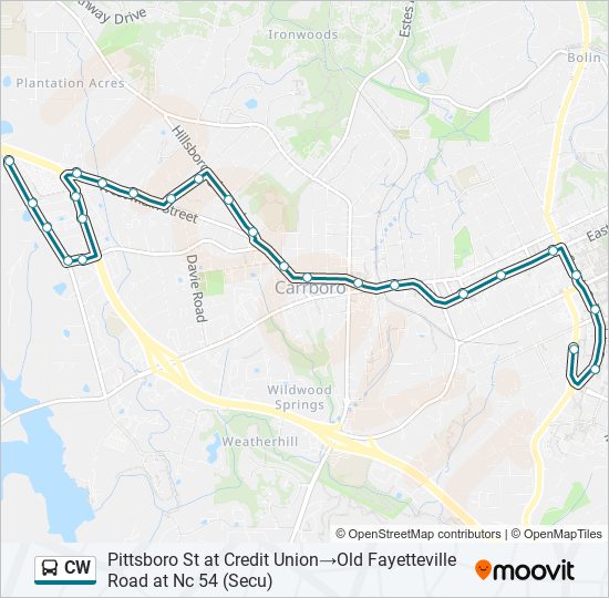 cw Route: Schedules, Stops & Maps - Pittsboro St at Credit Union‎→Old ...