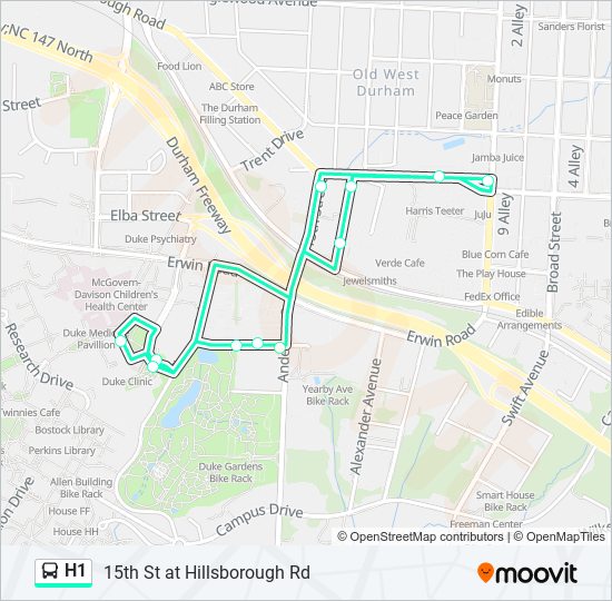 h1 Route: Schedules, Stops & Maps - 15th St at Hillsborough Rd (Updated)